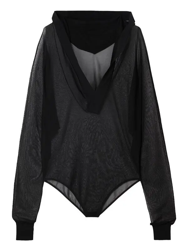 Alaïa Hooded Jersey Bodysuit - Black