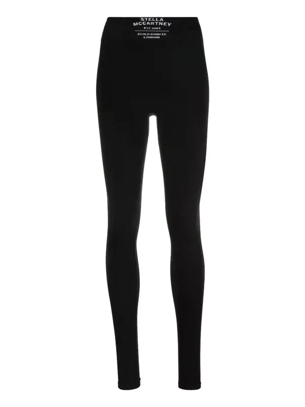 Stella McCartney Logo-print Ribbed Leggings - Black