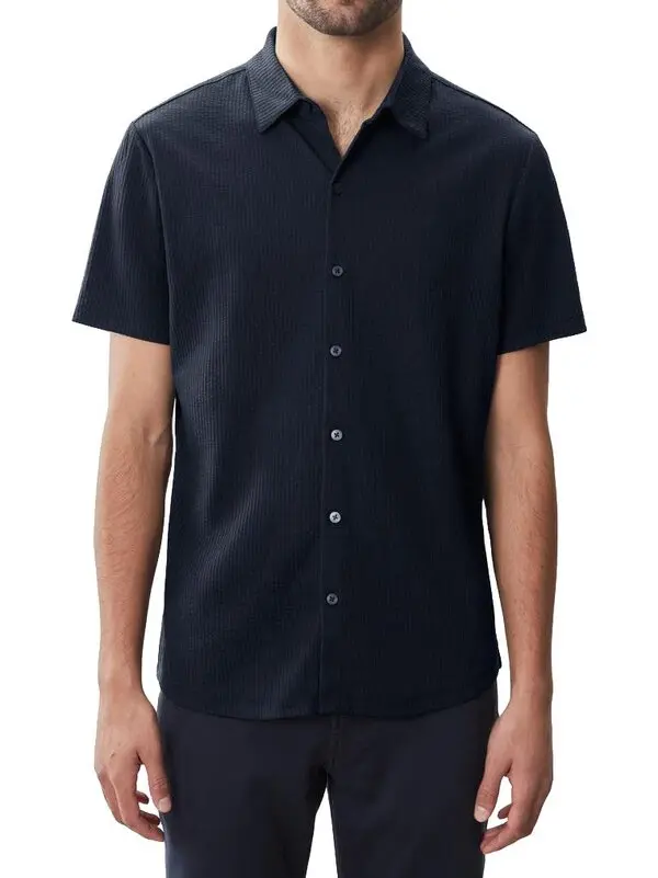 Robert Barakett Manny Short Sleeve Knit Button-up Shirt - Navy