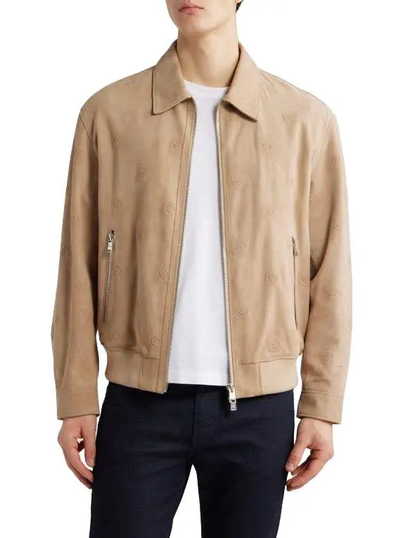 BOSS Merwyn Emed Leather Jacket - Light Beige