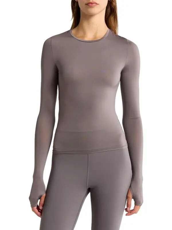 DAUGHTER LESSONS Performance Slip Long Sleeve Top - Dark Gray