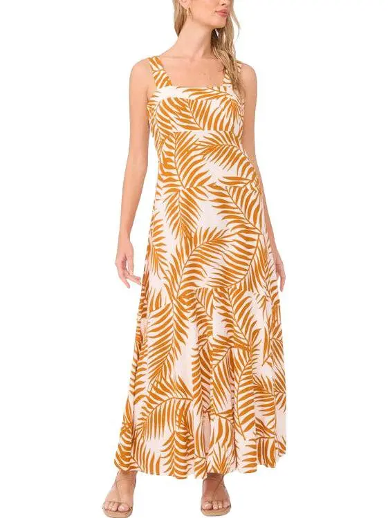 Vince Camuto Palm Print Maxi Dress - Burnt Orange