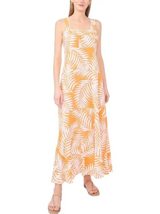 Vince Camuto Palm Print Maxi Dress - Tangerine