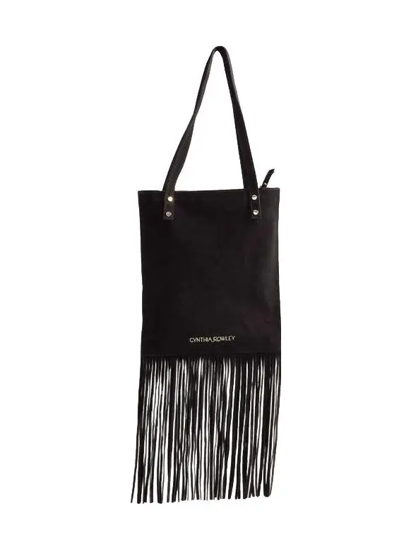 Cynthia Rowley Felicity Fringe Suede Tote - Black