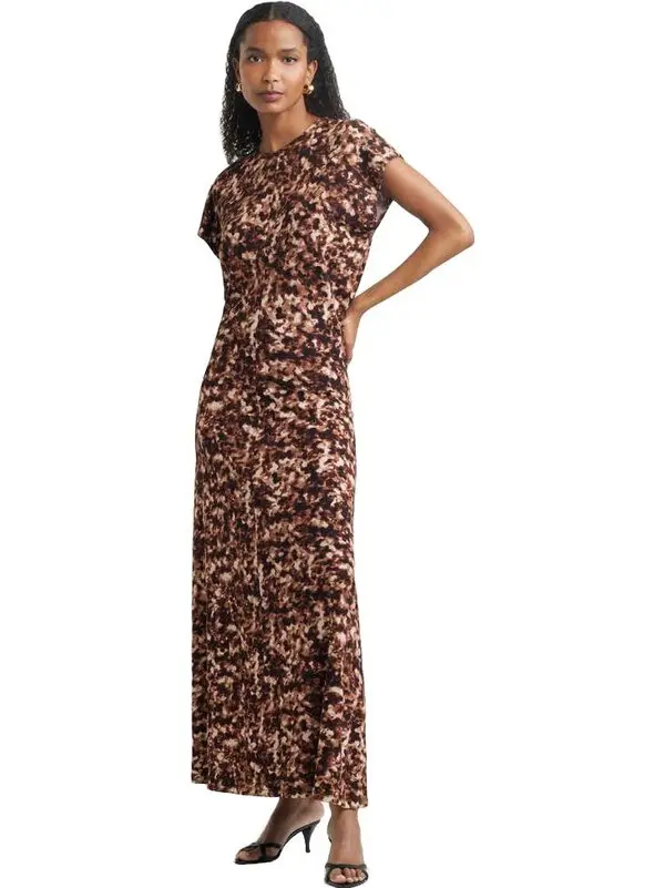 Nordstrom Draped Matte Jersey Maxi Dress - Black- Brown Tortoise