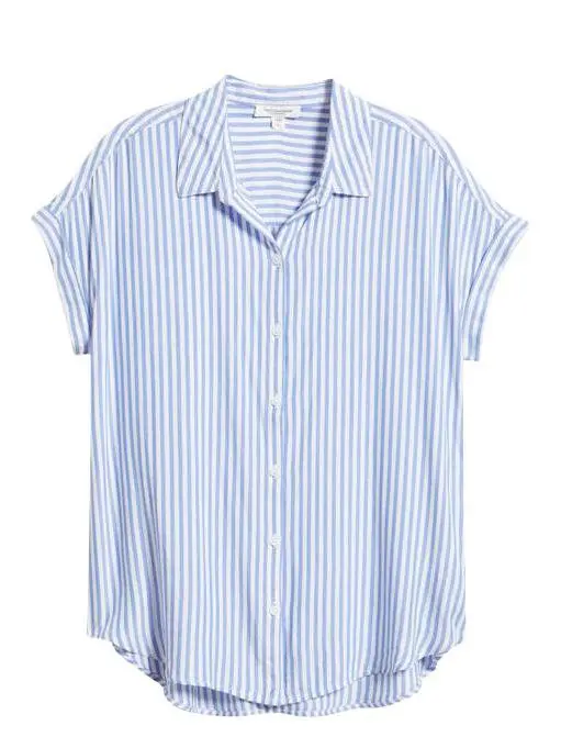BEACHLUNCHLOUNGE Kenzie Stripe Short Sleeve Shirt - Blue Ice