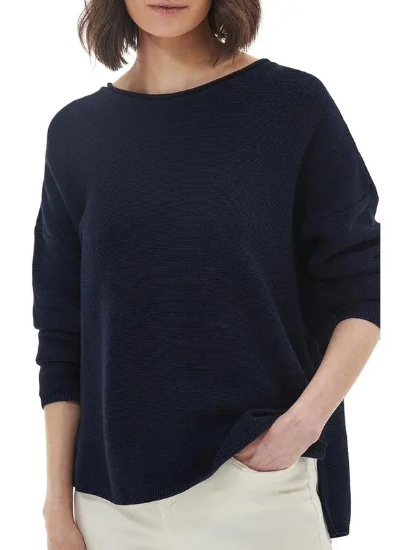 Barbour Marine Relaxed Fit Cotton Sweater - Navy
