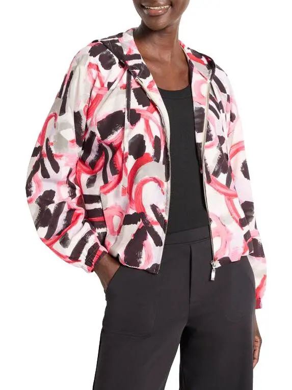 NIC+ZOE Graffiti Print Windbreaker - Red Multi