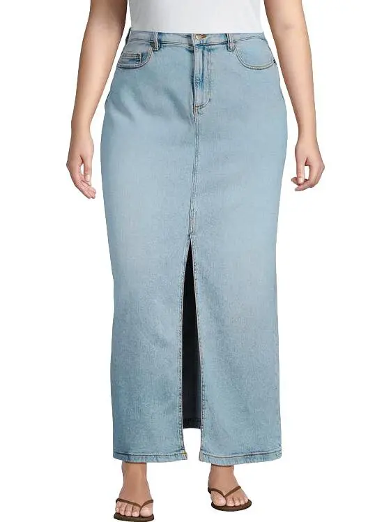 LANDS' END Denim Maxi Skirt - Breeze Blue Wash