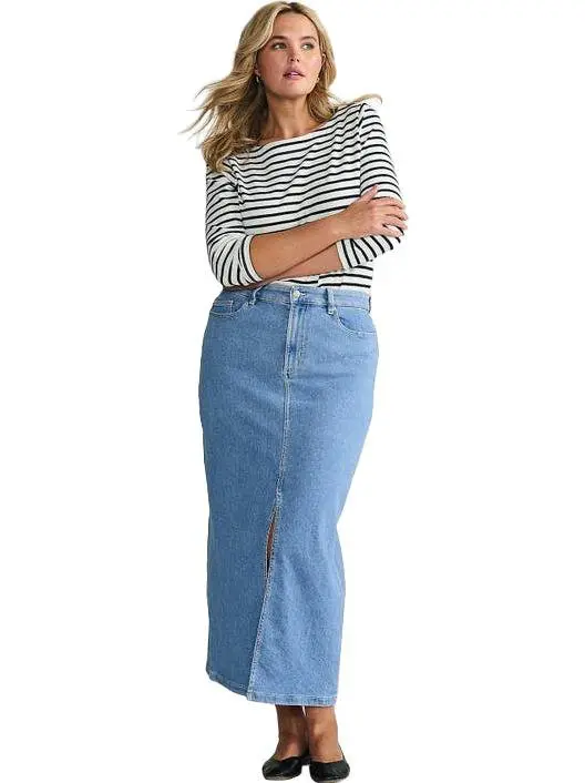 LANDS' END Denim Maxi Skirt - Hutton Blue Wash