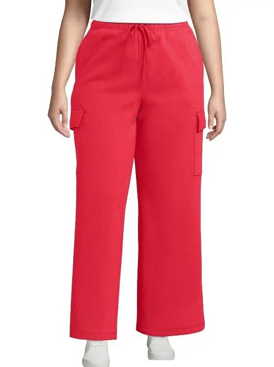 LANDS' END High Rise Wide Leg Cargo Pants - Deep Coral