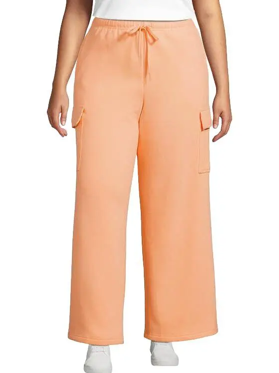 LANDS' END High Rise Wide Leg Cargo Pants - Peach Sorbet