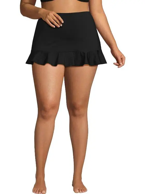 LANDS' END Ruffle Hem Mini Swim Skirt - Black