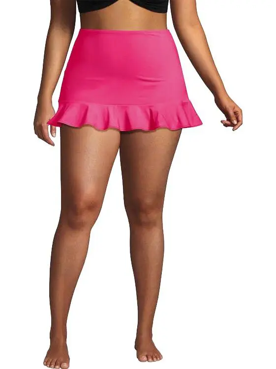 LANDS' END Ruffle Hem Mini Swim Skirt - Pink Azalea