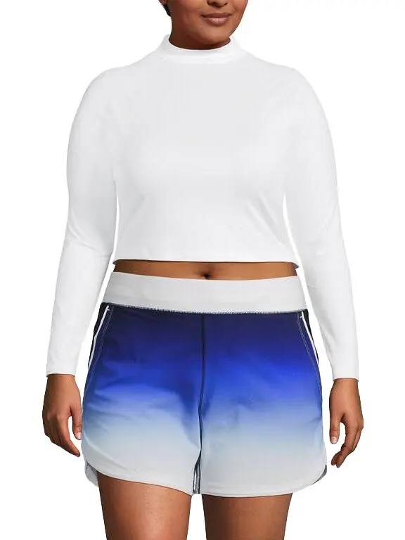 LANDS' END Long Sleeve Upf 50 Sun Protection Rash Guard - White