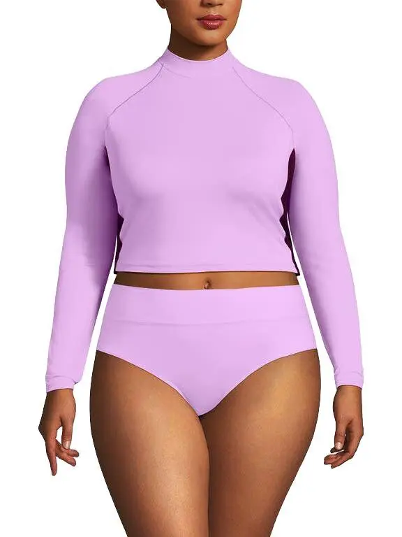 LANDS' END Long Sleeve Upf 50 Sun Protection Rash Guard - Wild Lilac/dark Wine