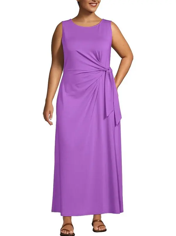 LANDS' END Cotton Modal Sleeveless Tie Waist Maxi Dress - Soft Orchid