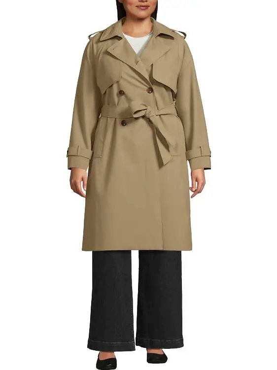 LANDS' END Waterproof Modern Trench Raincoat - Desert Tan