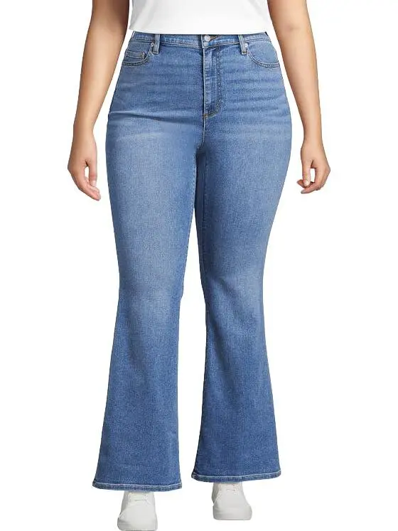 LANDS' END High Rise Denim Skinny Flare Jeans - Beau Blue