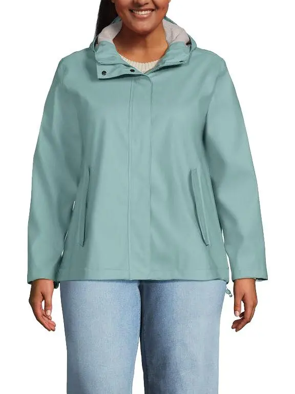 LANDS' END Waterproof Rain Slicker Jacket - Misty Aqua
