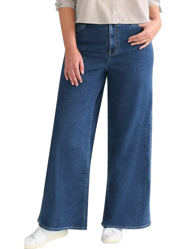 LANDS' END High Rise Extra Wide Leg Jeans - Crawford Wash