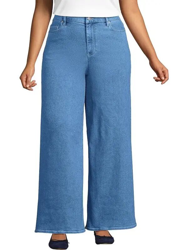 LANDS' END High Rise Extra Wide Leg Jeans - Hutton Blue Wash
