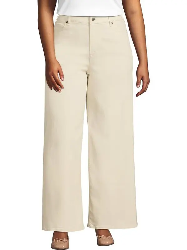 LANDS' END High Rise Extra Wide Leg Jeans - Natural