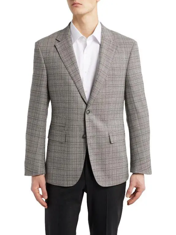 Hugo Boss Jarrod Check Stretch Wool Sport Coat - Silver