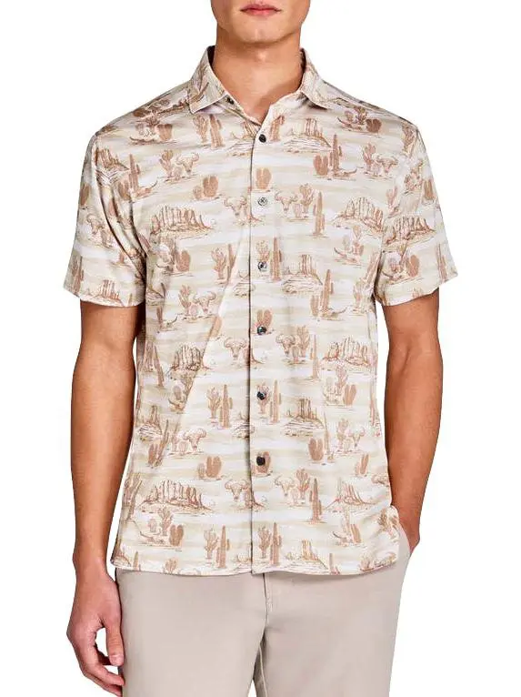 CON.STRUCT Regular Fit Desert Recycled Performance Golf Button-down Shirt - Sandstone