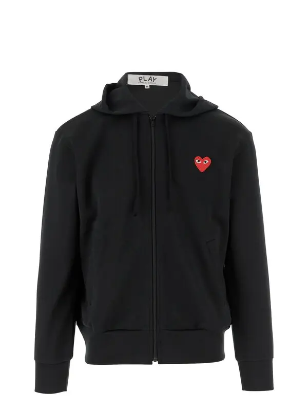 Comme Des Garçons Nylon Logo Hoodie - Black