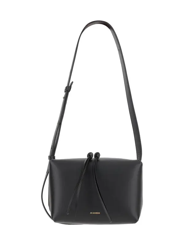 JIL SANDER Leather Shoulder Bag With Logo - Black
