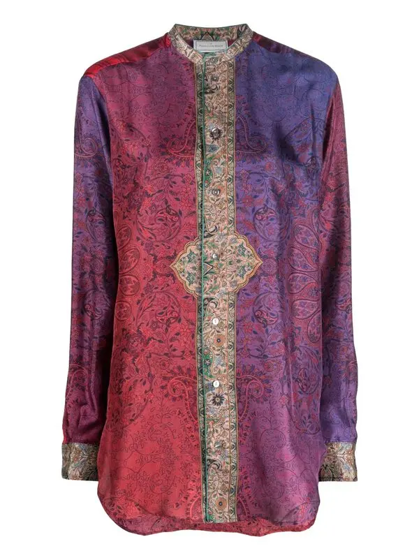 PIERRE-LOUIS MASCIA Printed Silk Shirt - Purple