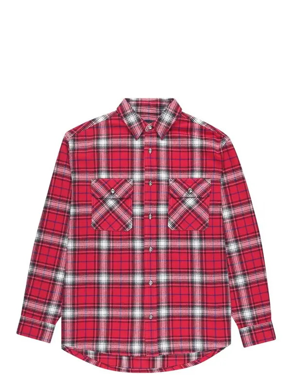 PURPLE BRAND Plaid Flannel Shirt - Red