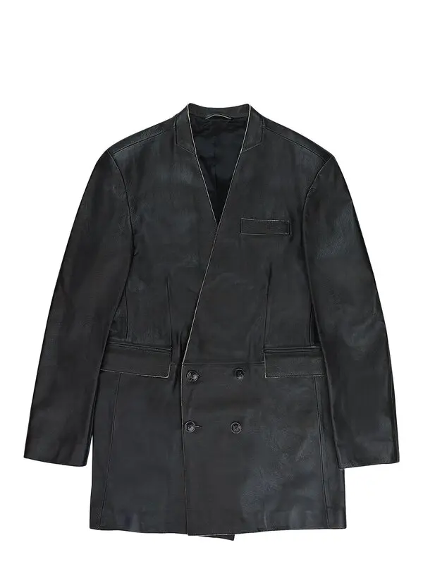 Martine Rose Leather Double Breasted Jacket - Black
