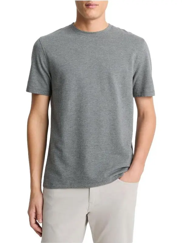 Vince Birdseye Jacquard Pima Cotton T-shirt - Grey