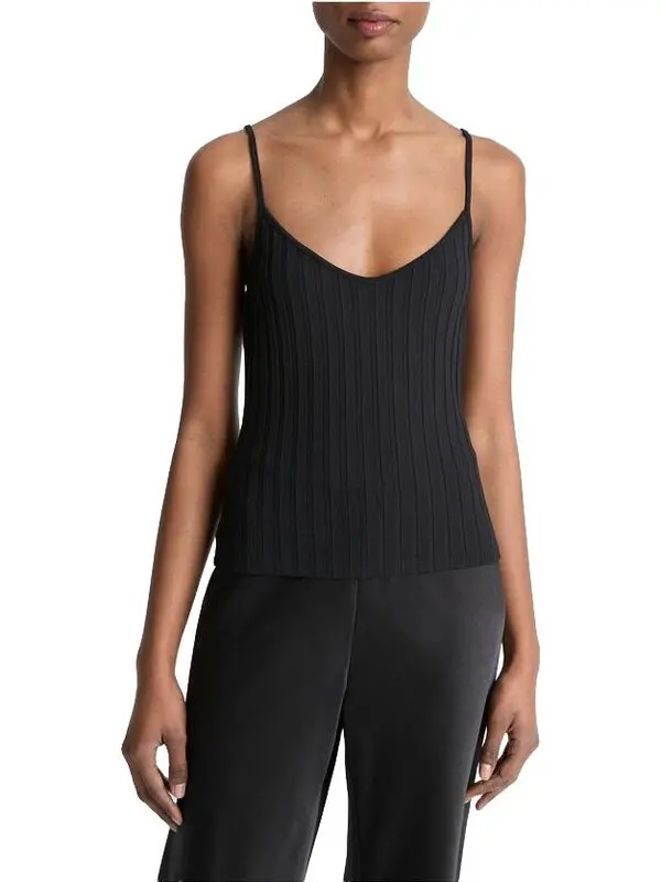 Vince Ribbed V-neck Camisole - Black