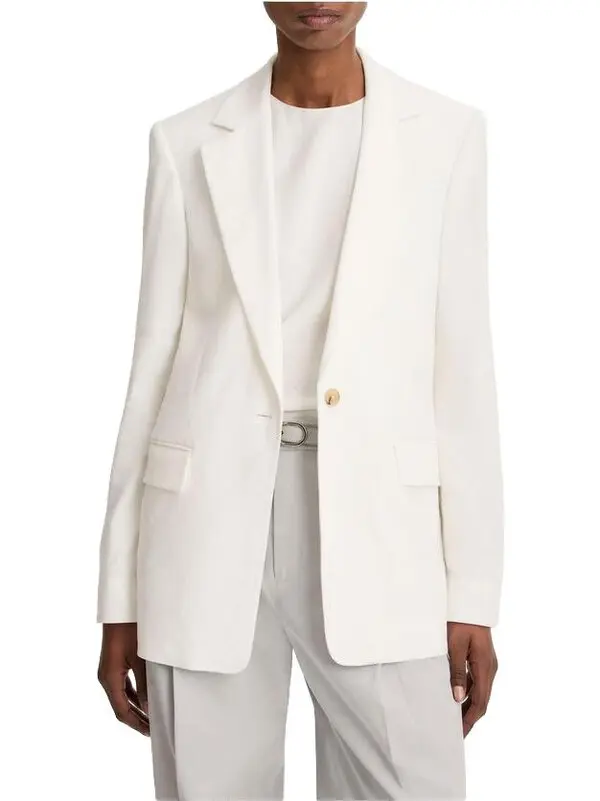 Vince Linen-blend Shrunken Blazer - White