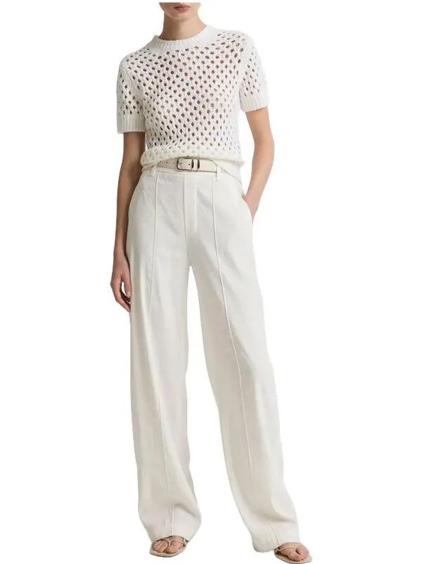 Vince Joan High-rise Linen-blend Pull-on Pant - White