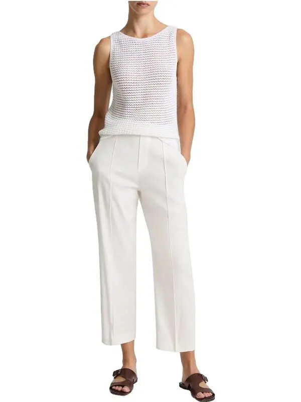 Vince Grace Mid-rise Linen-blend Pull-on Pant - White