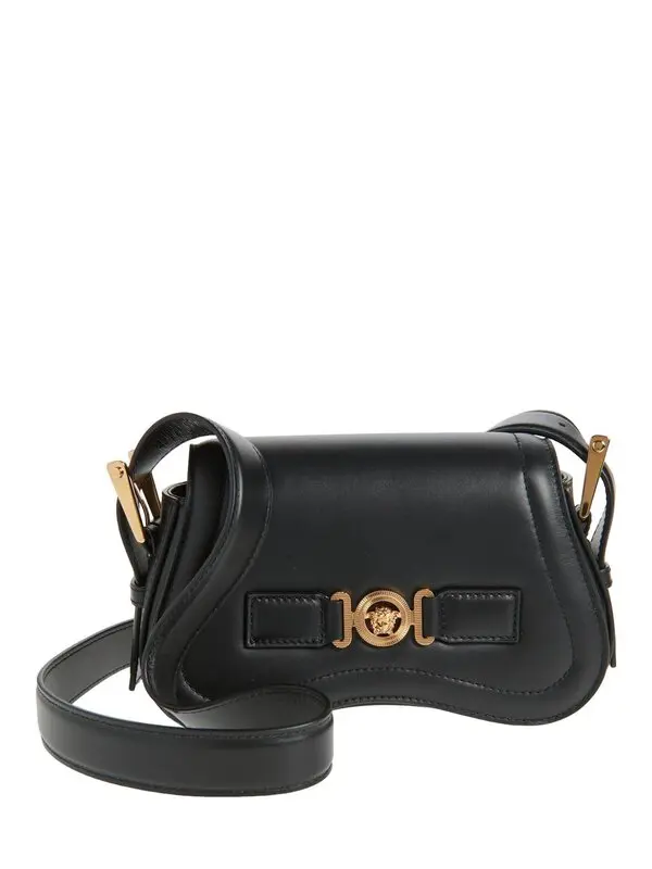 Versace Medusa Leather Shoulder Bag - Black-versace Gold