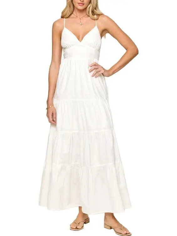 L*Space Laina Tiered Cotton Poplin Maxi Dress - Cream