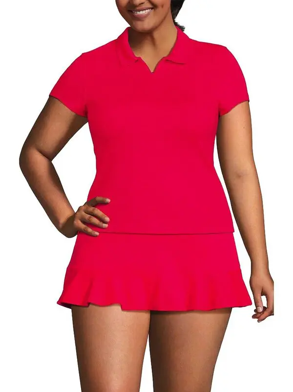LANDS' END Short Sleeve Upf 50 Rash Guard - Coral Rose