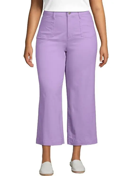 LANDS' END High Rise Patch Pocket Chino Crop Pants - Lilac Petal