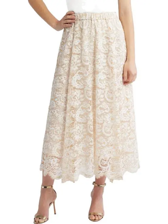Anne Klein Lace A-line Midi Skirt - Off White