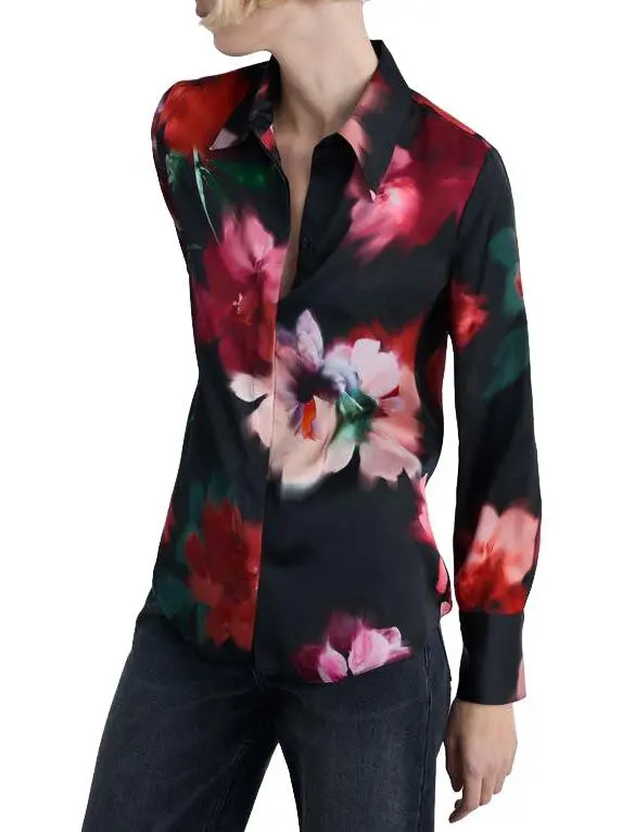 Mango Soffy Floral Shirt - Black