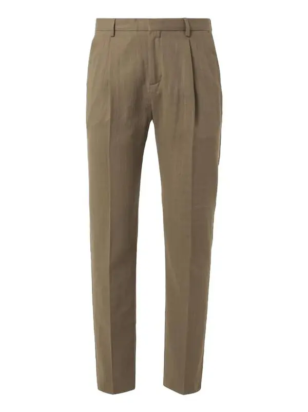 Sunspel Striped Cotton Tapered Trousers - Brown