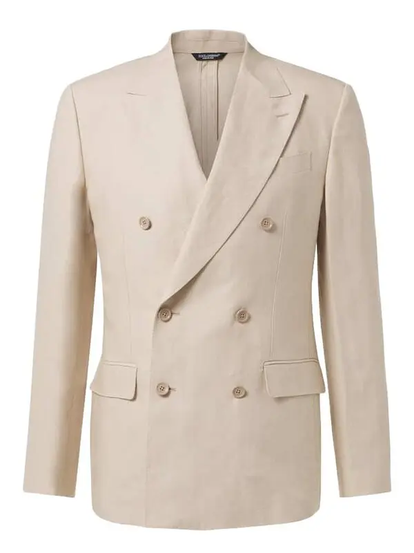 Dolce & Gabbana Double-breasted Linen Blazer - Beige
