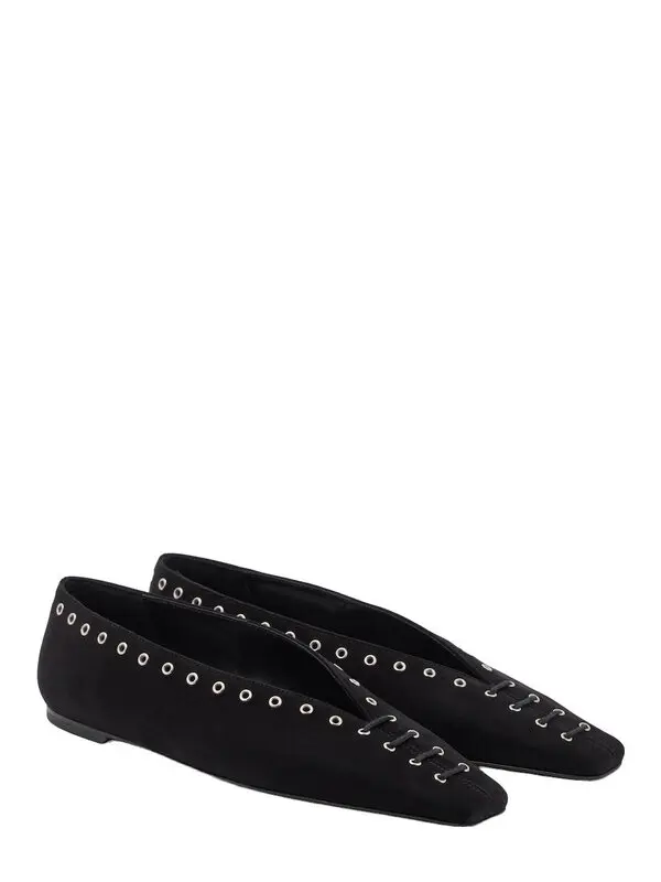 TOTEME Suede Ballet Flats - Black