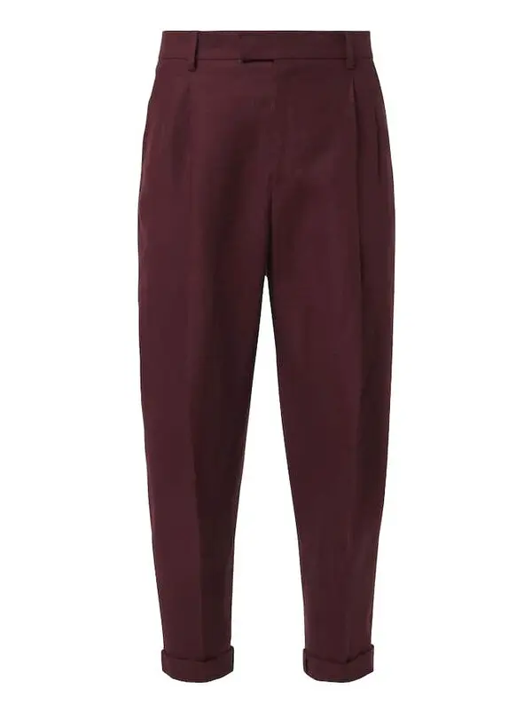 Dolce & Gabbana Linen Tapered Trousers - Brown