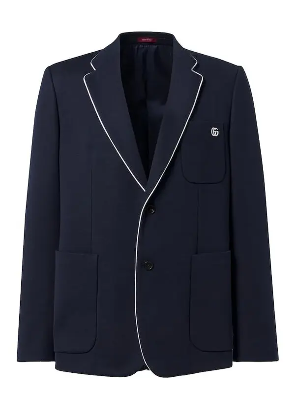 Gucci Double G Cotton Jersey Blazer - Blue